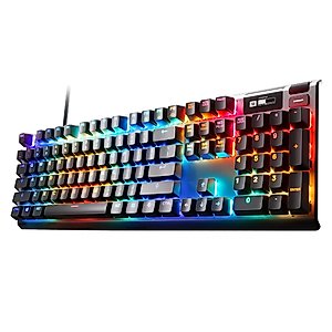SteelSeries Apex Pro HyperMagnetic Gaming Keyboard — World's Fastest Keyboard — Adjustable Actuation — OLED Screen — RGB – USB Passthrough​ - American QWERTY Layout - Standard