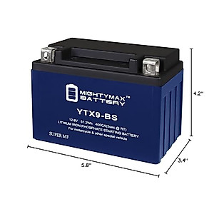 Mighty Max Battery YTX9-BS Lithium Battery Replaces Duralast Motorcycle PowerSport