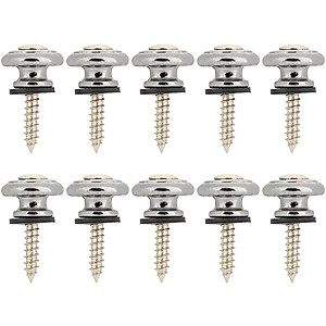 Tbest 10Pcs Mushrooms Head Guitar Strap Buttons Strap Locks Metal End Pin with Screw for Ukulele Electric Bass Silver, Black, Gold(Silver)
