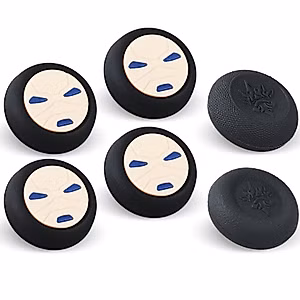 9CDeer Performance Joystick Analog Stick Thumb Grips Set of 6 Compatible with PS5, PS4, Xbox Series X/S Xbox One, Switch Pro Controller Iron Man Black & Blue