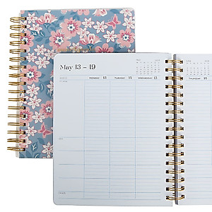 momAgenda Desktop 2024 Spiral Day Planner | July 2023 - December 2024 | Daily Monthly Unique Week-At-A-View Layout. (Botanical Garden)