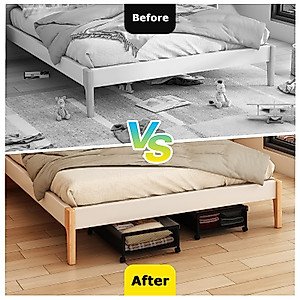 NADAMOO Under Bed Storage with Wheels and Clear Cover, Rolling Underbed Storage Containers, Metal Frame Under the Bed Organizer Bins for Bedroom Clothes Shoes Blankets Toys Books, Pack of 2