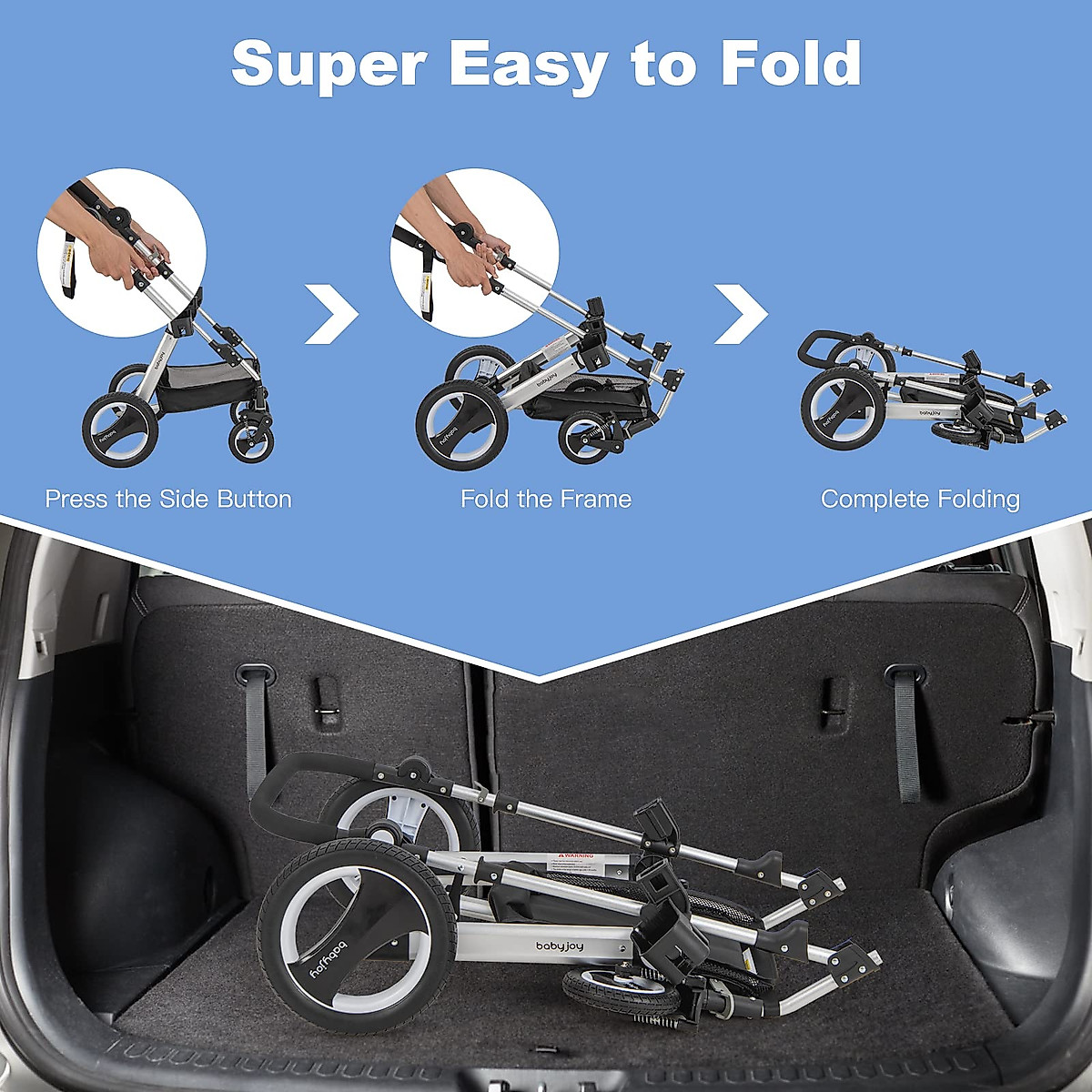 HONEY JOY Baby Stroller for Newborn, 2 in 1 High Landscape Infant Stroller & Convertible Bassinet Pram, Adjustable Backrest & Canopy, Cup Holder, Storage Basket, Foldable Pushchair w/Foot Cover (Blue)