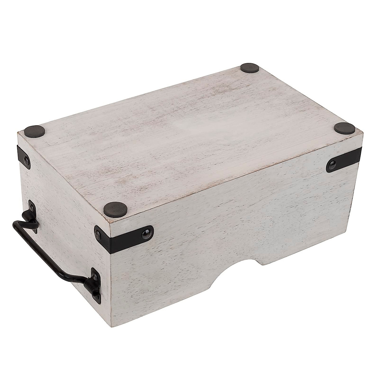 GoCraft 6 Compartment Flatware Caddy, Multipurpose Organiser for Kitchen Cutlery, Dining Silverware Condiments, Arts, Makeup Brushes, White Washed Mango Wood Caddy with Metal Handles