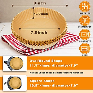 BLUELF 120 Pcs Air Fryer Paper Liner, Disposable Air Fryer Liners Round, Non-stick Oil-proof Air Fryer Paper for Baking Roasting Microwave 7.9inch(Nature)