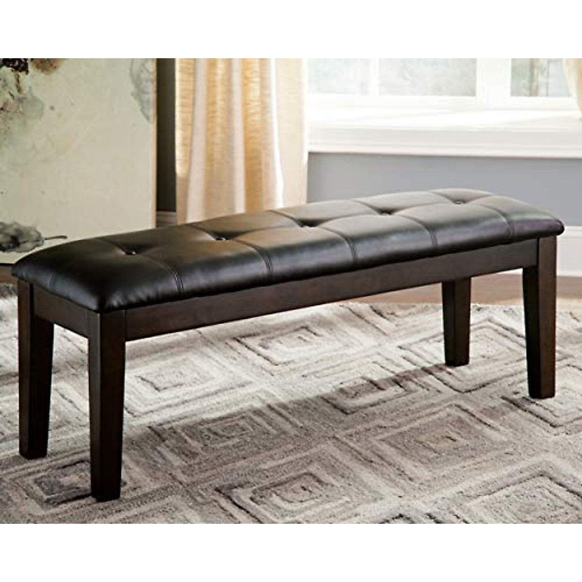 Signature Design by Ashley Haddigan Traditional Upholstered Dining Room Bench, Dark Brown
