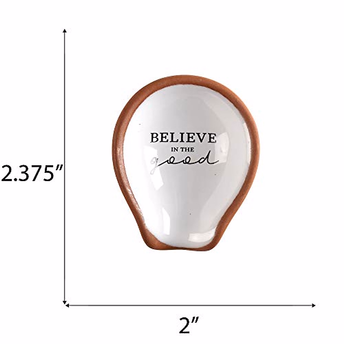 Believe In The Good Glossy Brown 2 x 3 Terra Cotta Decorative Countertop Spoon Rest