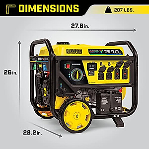 Champion Power Equipment 100416 10,000/8,000-Watt TRI Fuel Portable Natural Gas Generator, NG/LPG Hose Kits and CO Shield