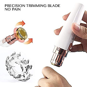 Rechargeable Eyebrow Trimmer & Facial Hair Remover for Women, 2 in 1 Eyebrow Razor and Painless Lips Body Facial Hair Removal with Built-in LED Light