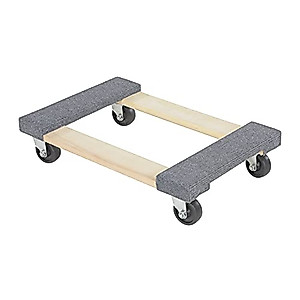 Vestil HDOC-1624-9 Hardwood Dolly with Carpet End, 900 lbs Capacity, 24" Length x 16" Width x 5-3/4" Height Deck