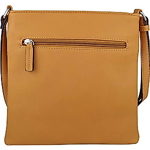 B BRENTANO Vegan Medium Crossbody Handbag Purse (Mustard - S)