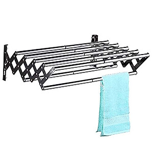 YAWEDA Rust-Proof and Space-Saving Indoor and Outdoor Hangers Stainless Steel Durable Wall Mount Clothes Double Pole Drying Rack for Bathroom Kitchen Hotel (Size : 50-77cm)