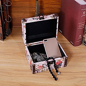 WaaHome Butterfly Wooden Treasure Boxes Decorative Jewelry Keepsakes Box for Kids Girls Women Gifts,Pink (7.1''X5.6''X4.7'')