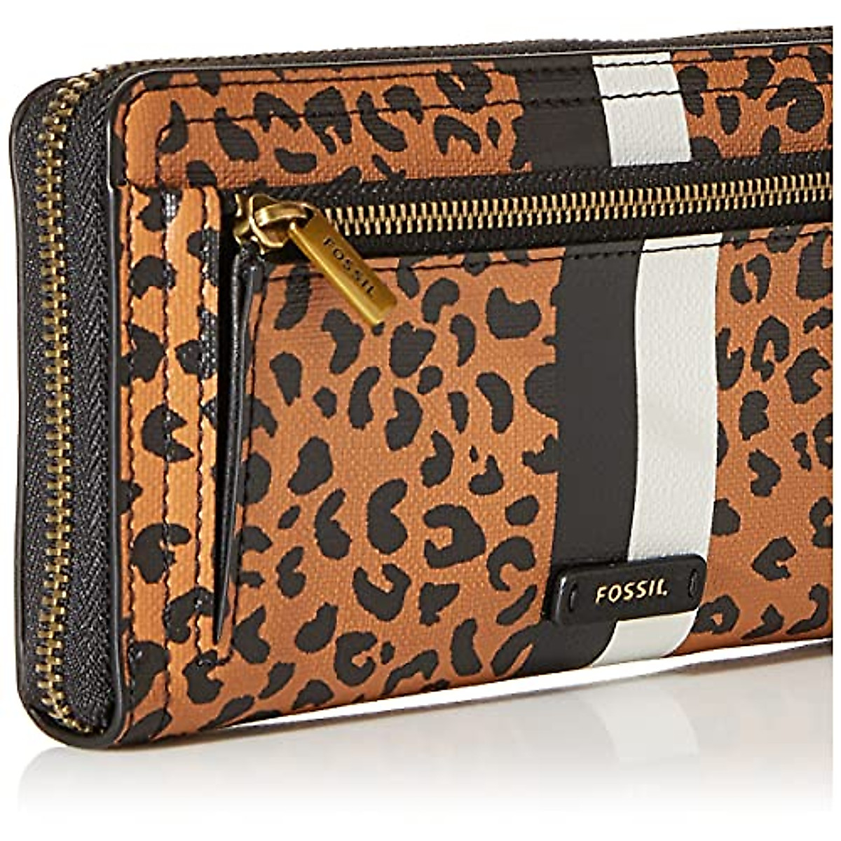 Fossil Women's Logan Leather RFID-Blocking Zip Around Clutch Wallet with Wristlet Strap
