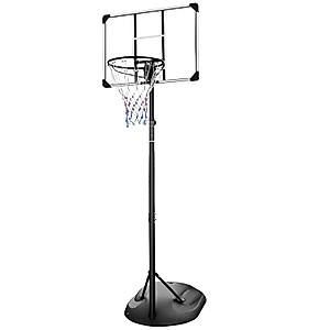 KL KLB Sport Portable Basketball Hoop System Stand Height Adjustable 7.5ft - 9.2ft with 32 Inch Backboard and Wheels for Youth Adults Indoor Outdoor Basketball Goal