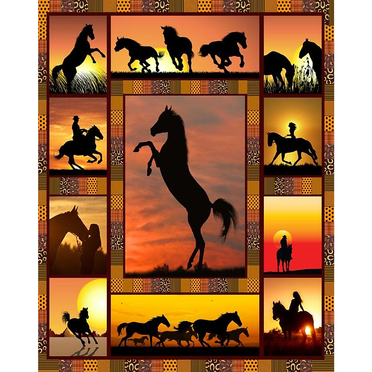 Horse Blanket Animal Print Throw Blanket 320 GSM Ultra-Soft Warm Fuzzy Plush Lightweight Fleece Blankets for Bed Sofa Travel (Twin-80x60)