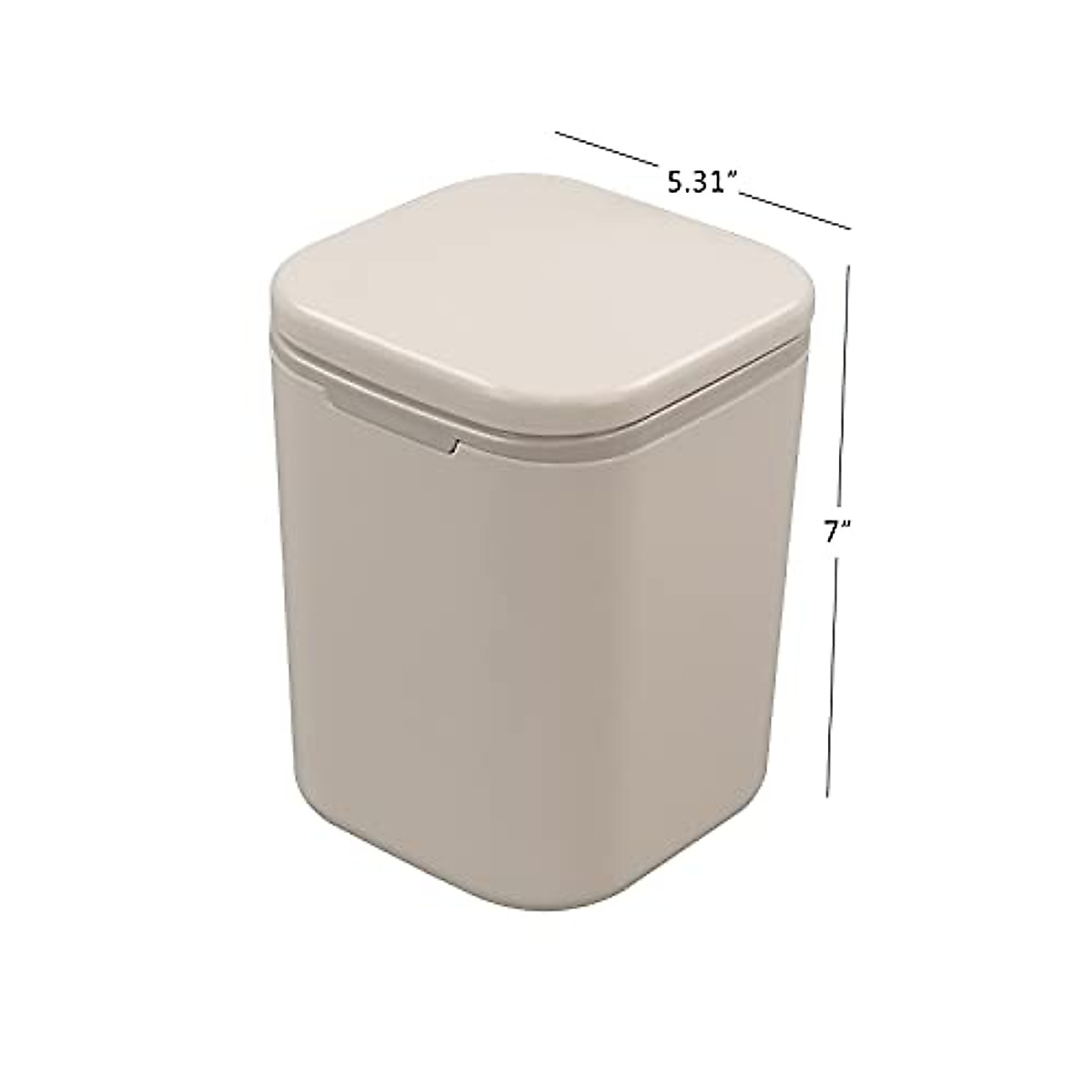 Morcte 1-Pack 0.5 Gallon Tiny Trash Can, 2 L Mini Desktop Garbage Can with Push Button Lid, White
