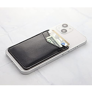 Fulgamo 2Pack Phone Wallet,Leather Phone Card Holder Adhesive Stick On Credit Card Pocket for Back of Phone Case iPhone and Android-Black