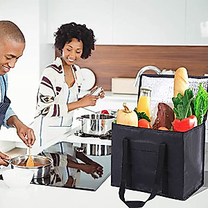 WOILIFE 4 Pack Insulated Grocery Bag, Reusable Shopping Bags for Groceries Heavy Duty, X-Large Insulated Cooler Bag for Food Delivery Collapsible with Strong Handle& Zipper