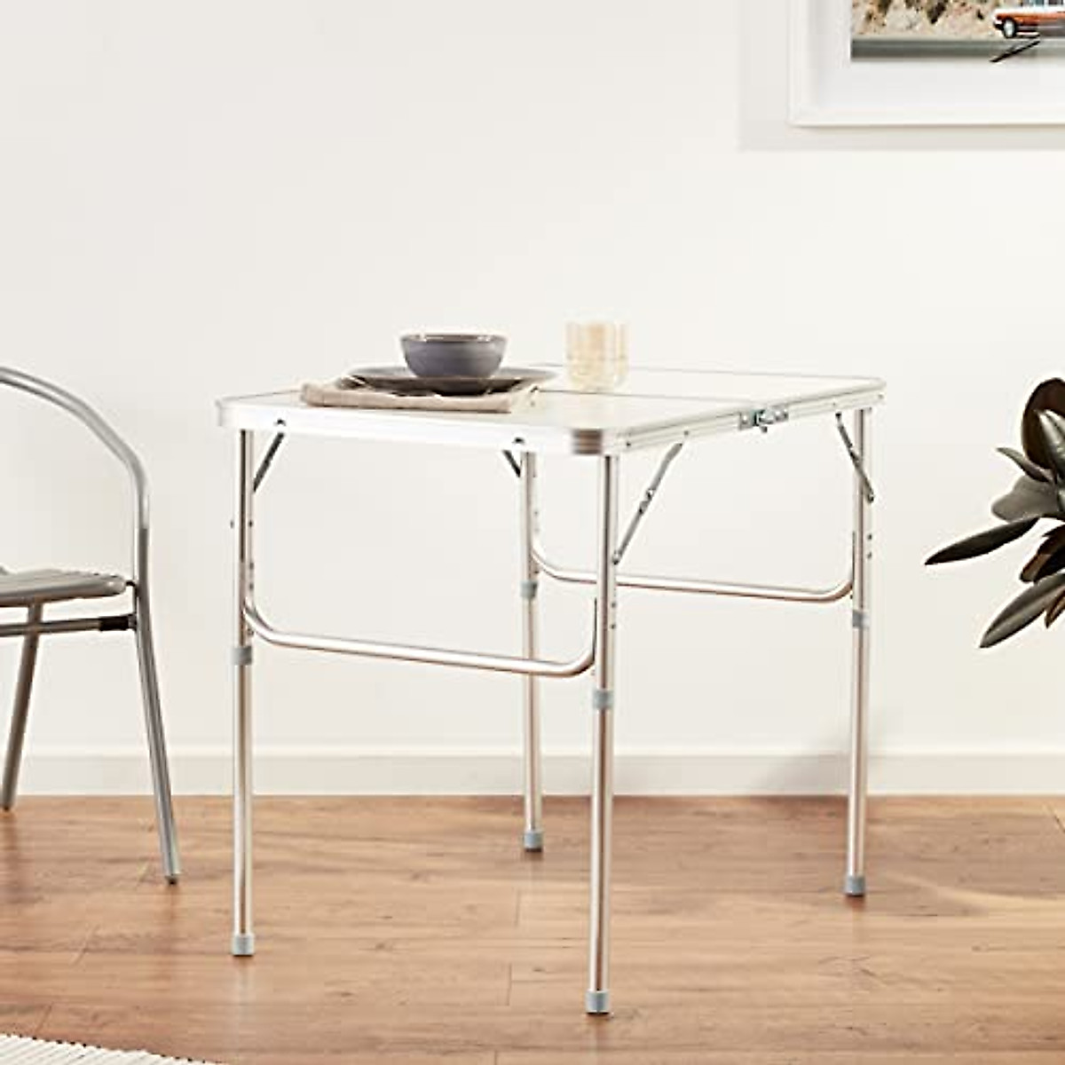 Trademark Innovations Lightweight Adjustable Portable Folding Aluminum Camp Table with Carry Handle