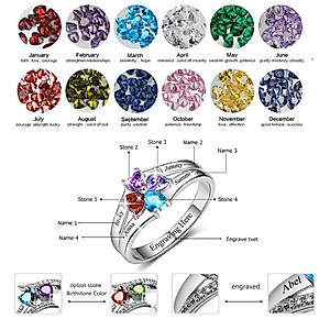 Lam Hub Fong Personalized Mothers Day Gifts Birthstone Rings for Women Mother Daughter Promise Rings for Her Custom Engagement Name Rings for Her Girlfriend Wife (4 Birthstones-1, 8)