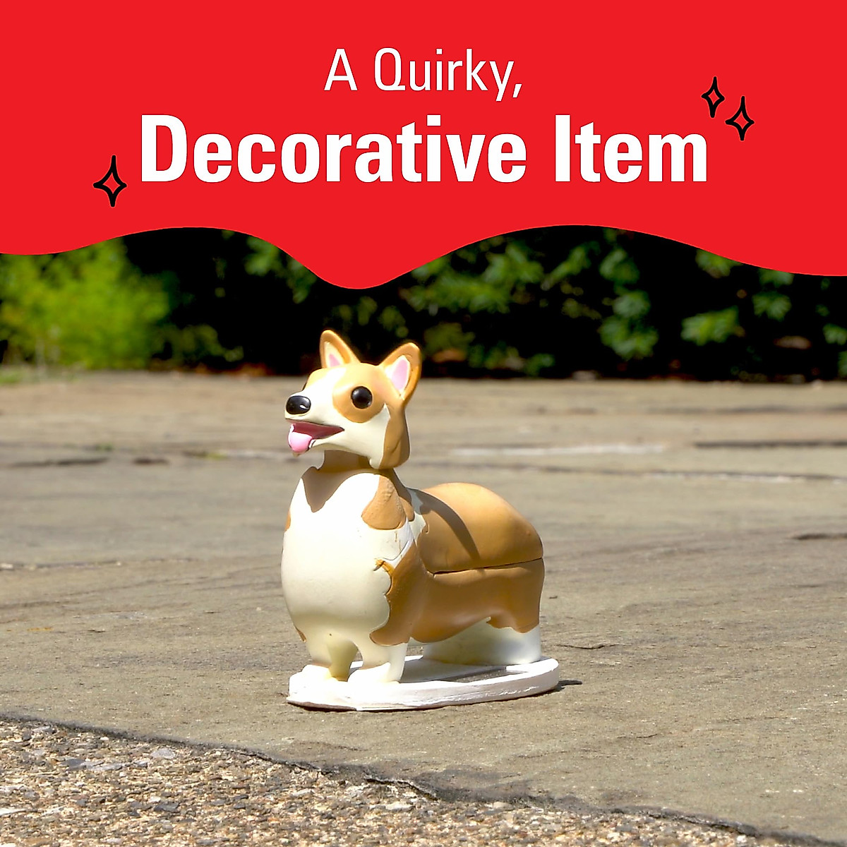 Kikkerland Solar Powered Corgi Dog Figurine: Fun Animal Decor for Home & Kitchen, Office Desk, Garden, Car – Great Novelty Toy Statue, Display Shelf Collectible, Holiday & Birthday Gift
