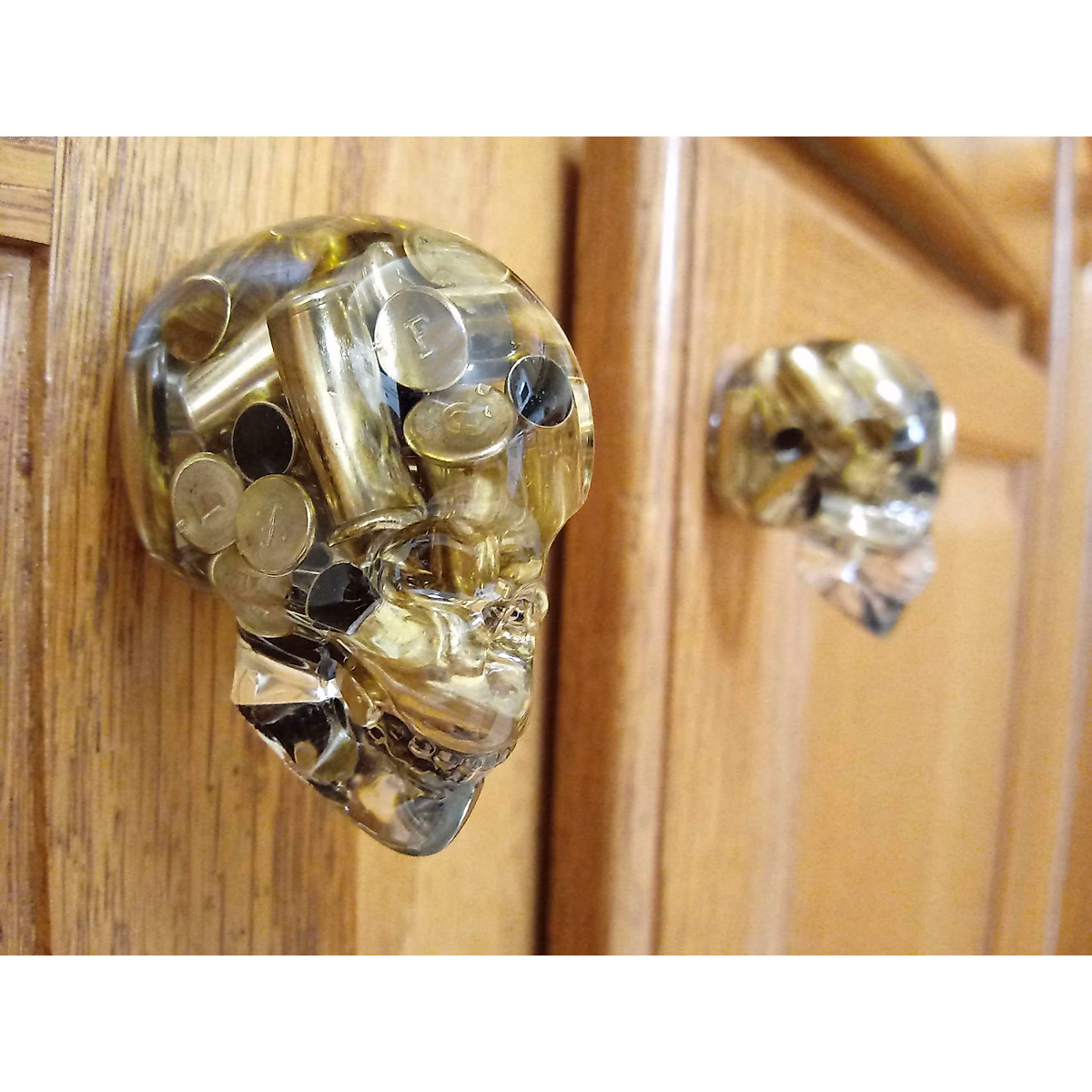 Bullet Skull Door Knobs with Real 22 Caliber Bullet Casings (Set of 2)