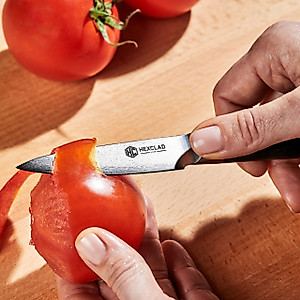 HexClad Paring Knife, 3.5-Inch Japanese Damascus Stainless Steel Blade, Pakkawood Handle
