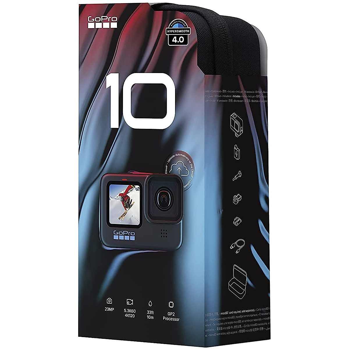 Pixel Hub GoPro HERO10 Hero 10 Camcorder Black - Extreme Bundle Includes: Sandisk Ultra 64GB microSD, 2X Extra Batteries, Charger, Underwater Housing, Selfie Stick, Gripster, Carry Case and More