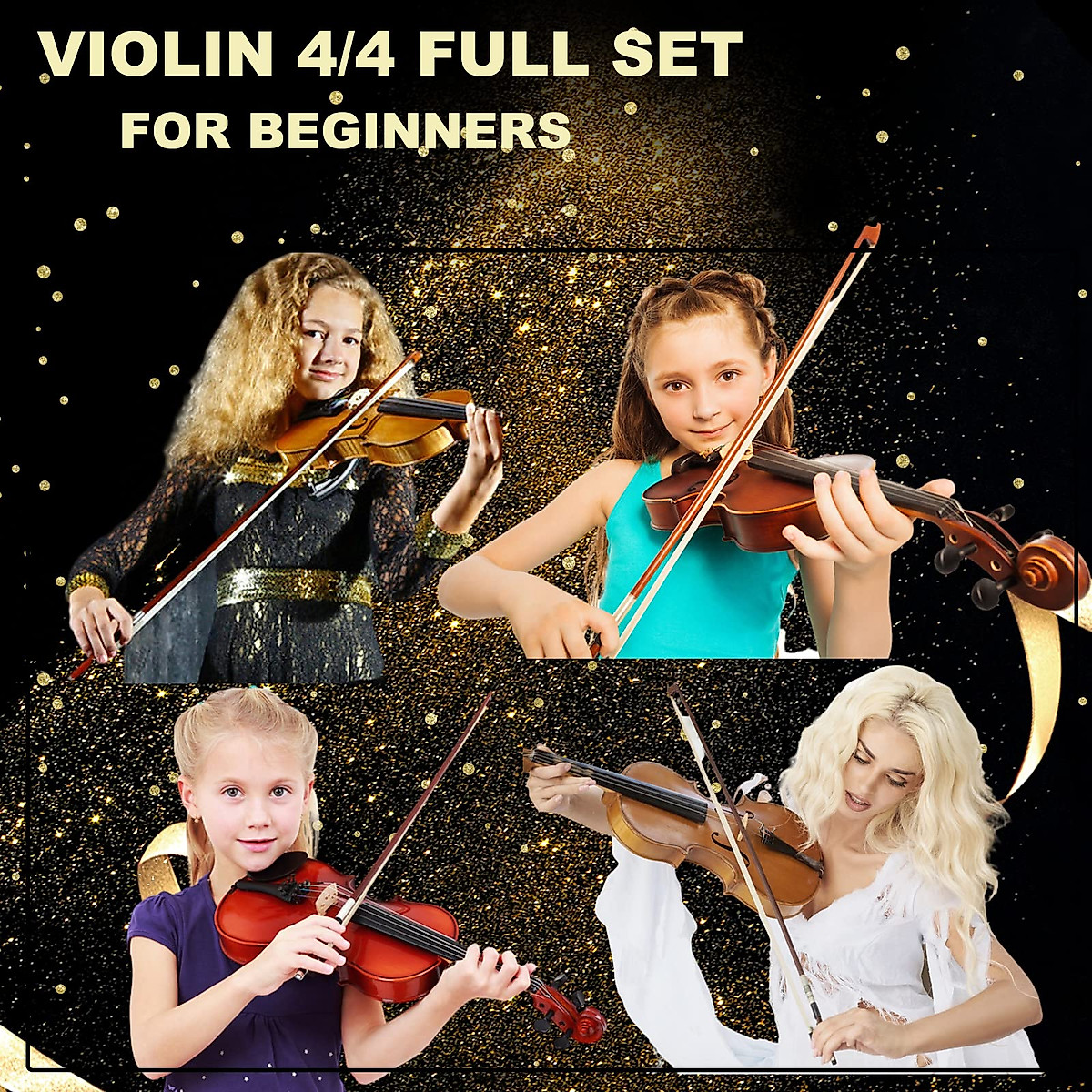 BELANITAS Kids Violin for Beginners Full Size Violin for Kids Ages 9-12 Kids 4/4 Violin Fiddle Kids Violin Beginner with Hard Case, Bow and Rosin, Student Violin, Natural