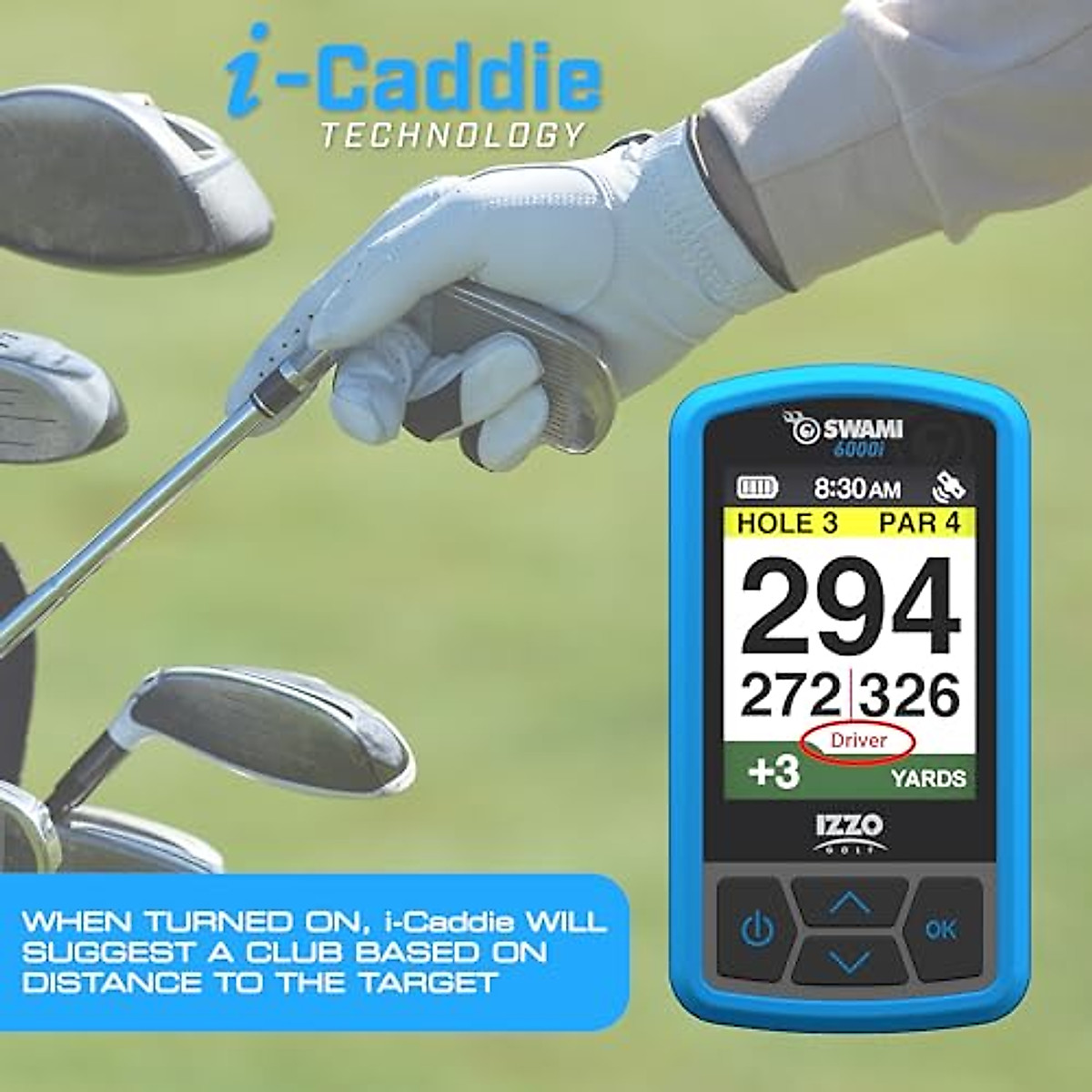 Izzo Swami 6000 Handheld Golf GPS Water-Resistant Color Display with 38,000 Course Maps & Scorekeeper