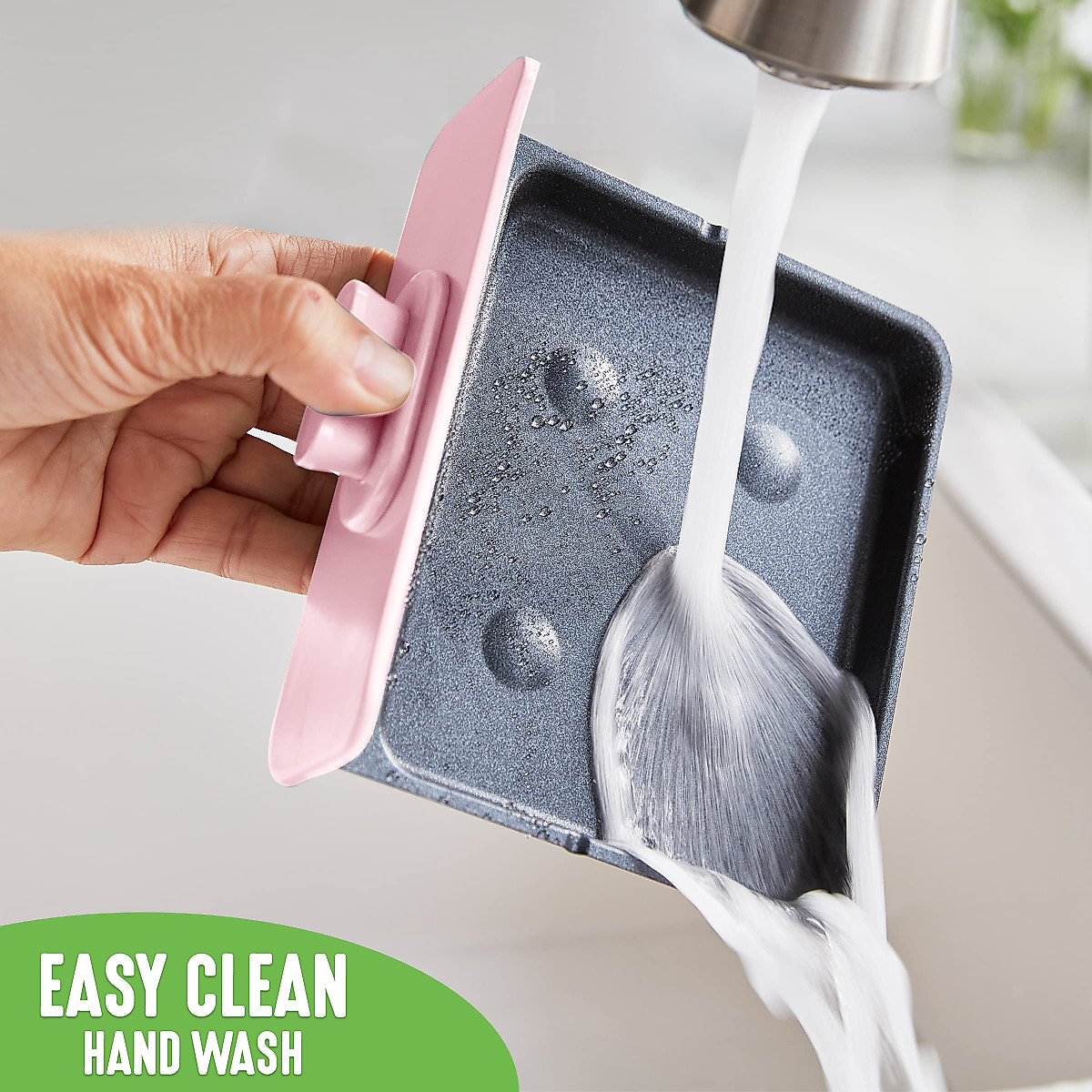 GreenLife Healthy Ceramic Nonstick 12" Square Electric Skillet (5QT) and 3-in-1 Breakfast Maker Station, Pink