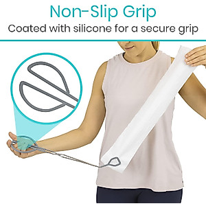 Vive Toilet Wiping Aid Tongs - Self Wiper for Bottom - Self Assist Bathroom Aid for Limited Mobility, Elderly, Pregnancy, Disabled, Shoulder and Back Pain - Long Handled Design - Toilet Accessories