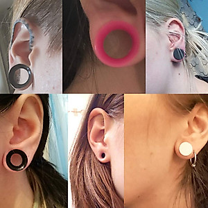 Jusway Plugs and Tunnels for Ear Lobe Ear Gauge Silicone Ear Plugs Ear Piercings Plugs Size 0 Gauges(32PCS)