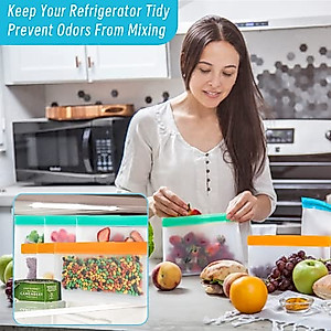 Reusable Food Storage Bags, 12 Pcs BPA Free Freezer Gallon Bags, Dishwasher Safe Reusable Sandwich Silicone Ziplock Bags, Extra Thick Leakproof Bags Silicone for Food Storage, Travel, Marinate Meats