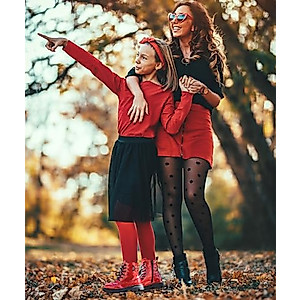 DADAWEN Boys Girls Glitter Ankle Boots Lace Up Waterproof Combat Boot With Side Zipper (Toddler/Little Kid/Big Kid) Red Glitter US Size 13 M Little Kid