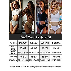 FINETOO 4 Pack High Waist Thongs for Women Breathable Underwear Soft Stretchy Nylon Spandex No Side Seam Panties(L)