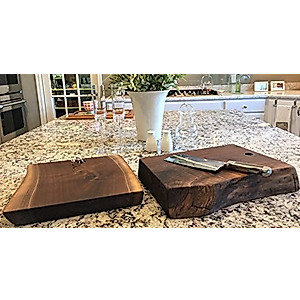 Black Walnut Gorgeous, Unique, Forest-to-Table Double Live-Edge Wood Charcuterie/Appetizer/Dessert/Grazing/Cheese/Cutting Board 20" x 12.5".