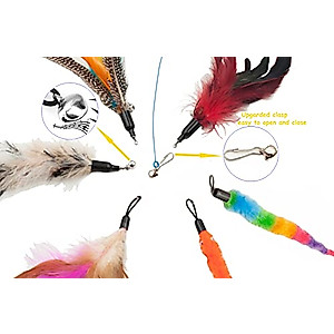 Fashion's Talk Feather Wire Wands Kitten Toys Worm Teaser Wand Cat Toy with Replacement Pack