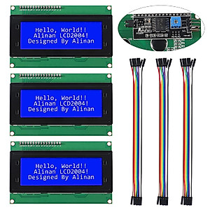 Alinan 3pcs IIC I2C TWI Serial LCD 2004 20X4 Display Blue Screen with IIC I2C Module Interface Adapter