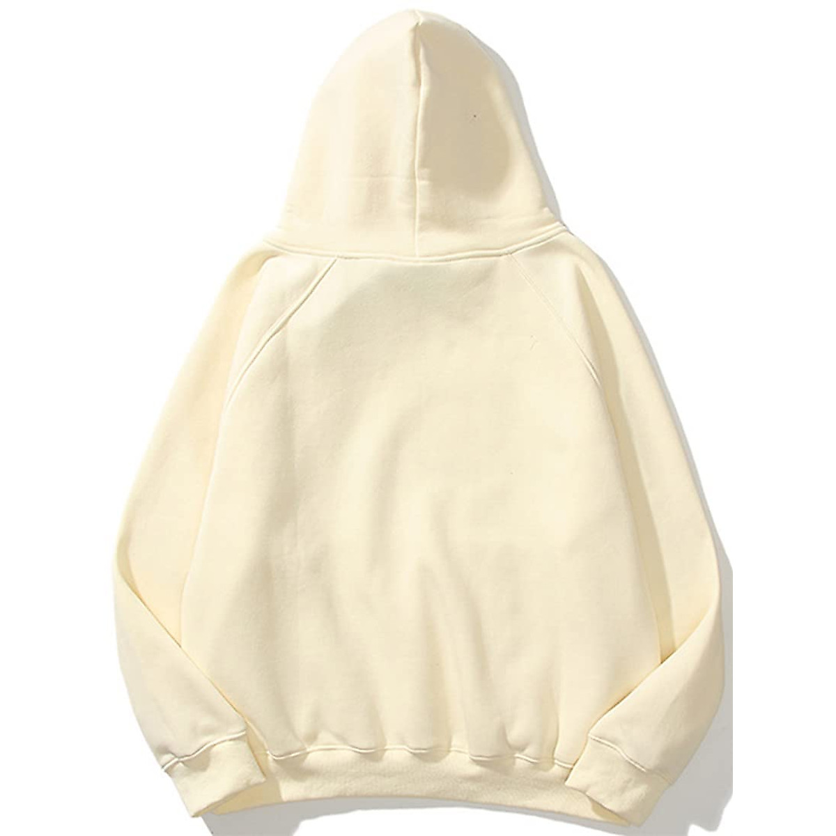 FLYCHEN Men's Solid Color Loose Hoodie Hip Hop Couples Long Sleeve Unisex Sweatshirt Apricot L