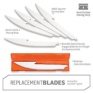 OUTDOOR EDGE 3.5" RazorSafe Replacement 5.0" Boning/Fillet Knife Blades - 6 Pieces plus Blade Storage Box