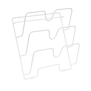 Household Essentials Oversized Cabinet Door Lid Holder, 3 Slots, Steel Wire Frame, White Powder Coating, Easy Installation, Hardware Included, Great for Larger Skillet Lids or Paper Bags