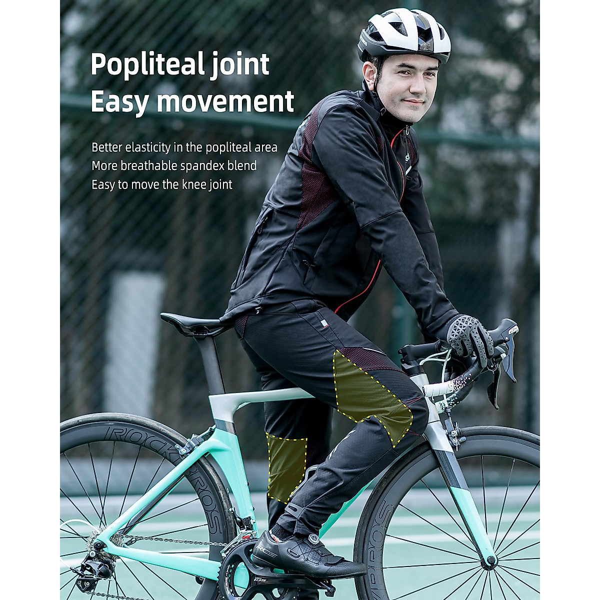 ROCKBROS Winter Cycling Pants Warm Ergonomics Men's Windproof Thermal Bicycling Pants Black