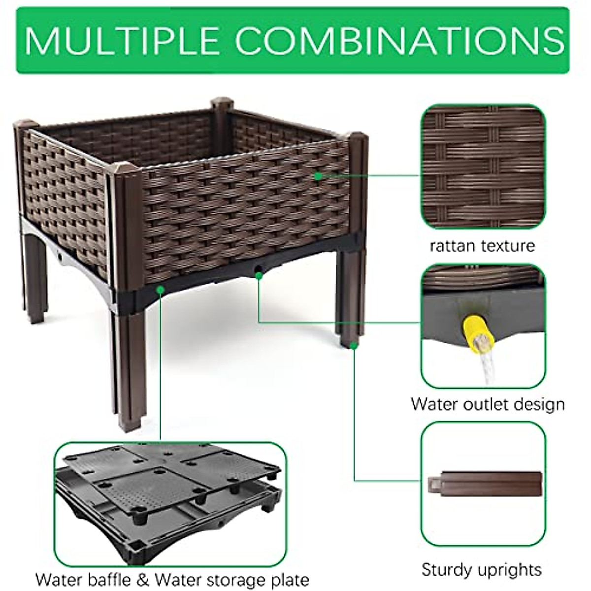 Elevated Garden Raised Beds Planter Kits for Flower Vegetable Grow Pots，Flowers Growing Box Container with Legs (Pack of 4)