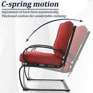 PHI VILLA 9 PCS Patio Dining Set, 8 Spring Motion Thickened Cushion Chairs and Extendable Metal Table for Indoor,Outdoor, Garden, Outdoor Waterproof Furniture Sets(Red)