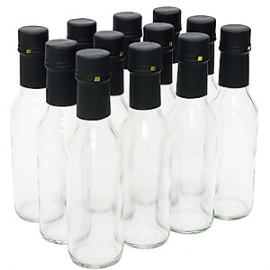 nicebottles Clear Glass Woozy Bottles with Shrink Capsules, 5 Oz, Case of 12