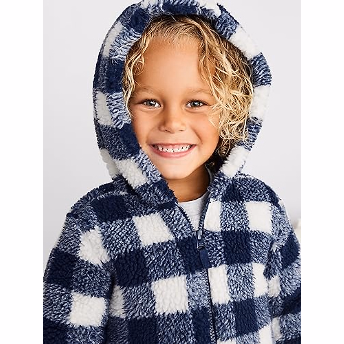 Simple Joys by Carter's Baby Hooded Sherpa Jacket, Navy/Ivory, 5T