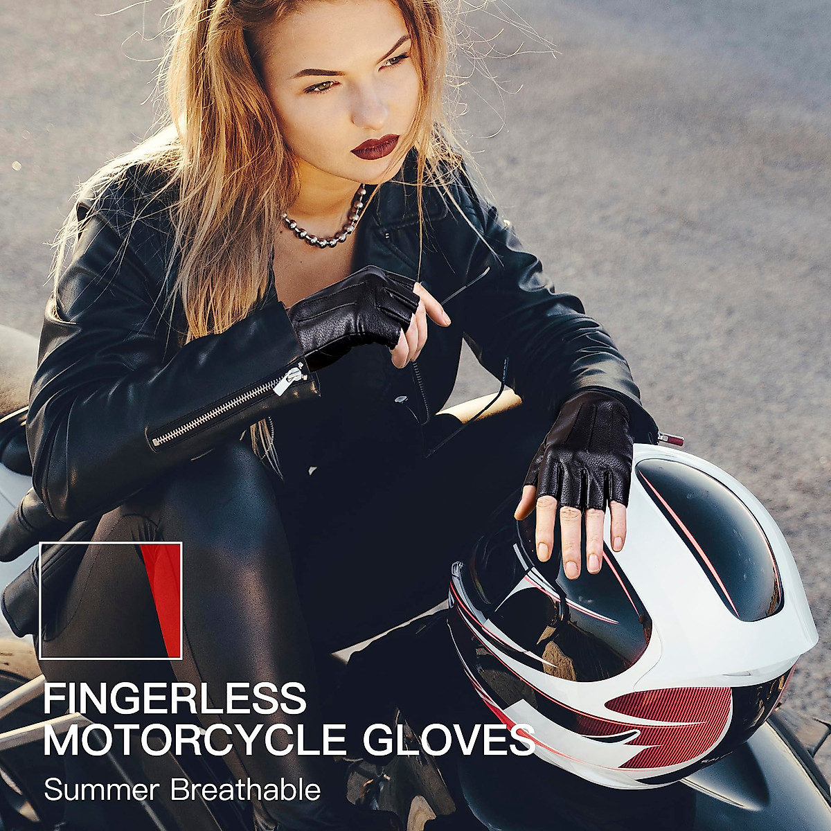 Kebesu Fingerless Driving Riding Leather Gloves Outdoor Anti-Slip Sports Half Finger Gloves for Men Women