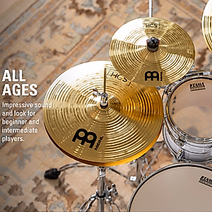 Meinl 14” Hihat (Hi Hat) Cymbal Pair – HCS Traditional Finish Brass for Drum Set, Made In Germany, 2-YEAR WARRANTY (HCS14H)